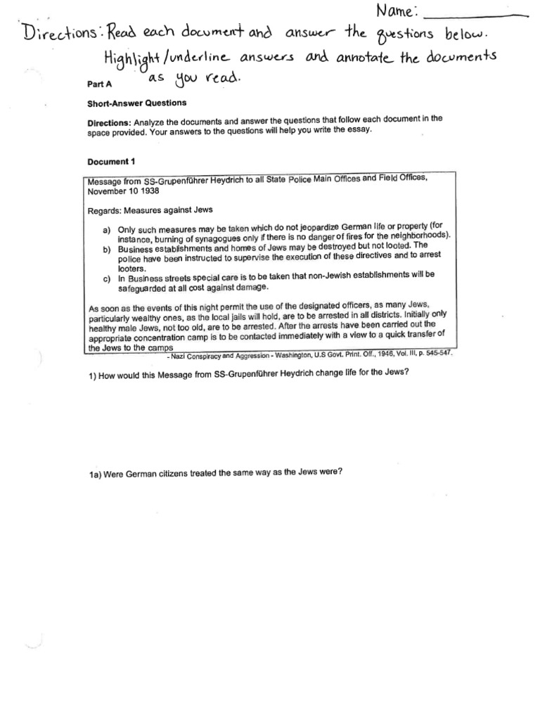 Holocaust DBQ Documents | PDF