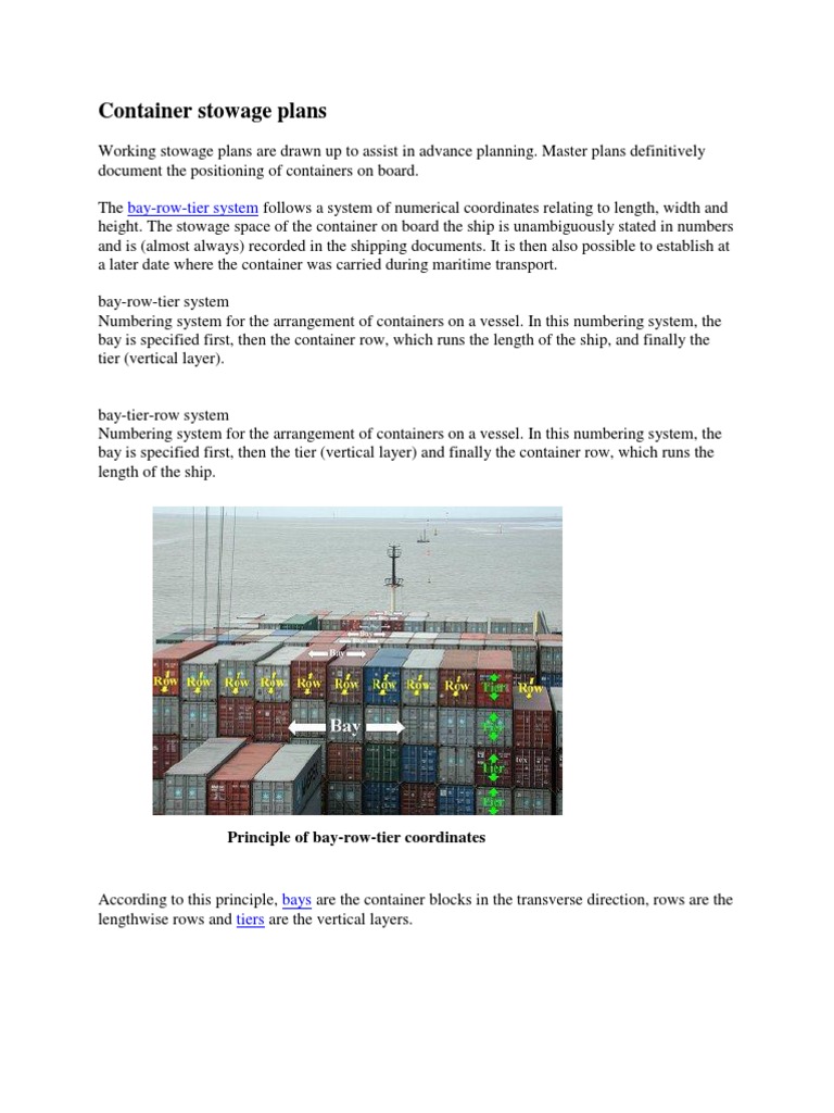 Container Stowage Plan | PDF | Ships | Water Transport