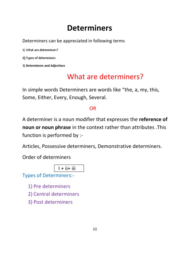 Determiner | PDF | Adjective | Adverb