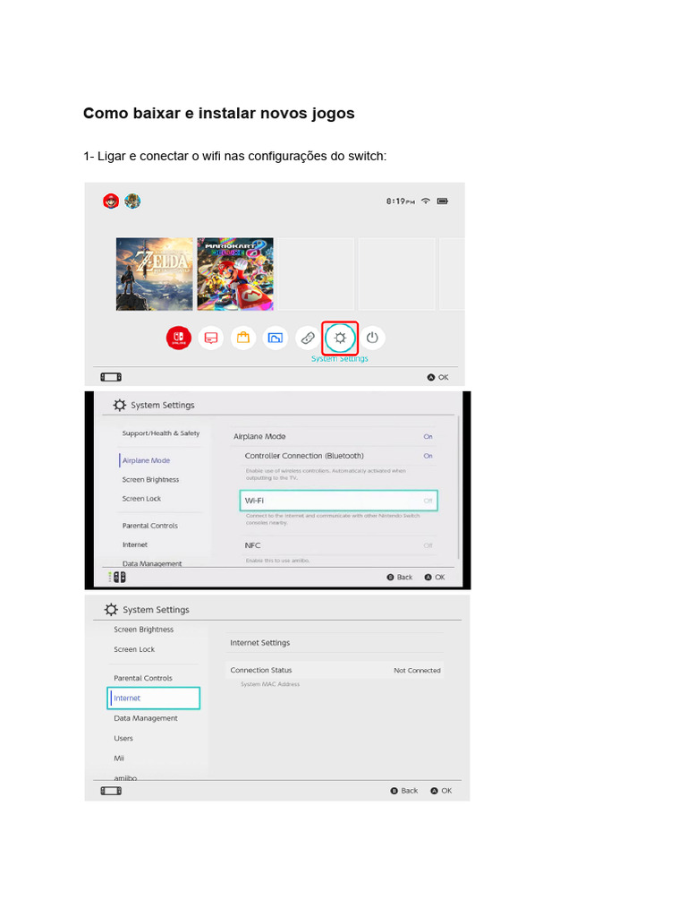 Nintendo Switch Instruções Tinfoil | PDF