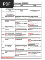 CAE NUST Hostel Mess Menu 2026 | PDF | Lunch | Food And Drink Preparation