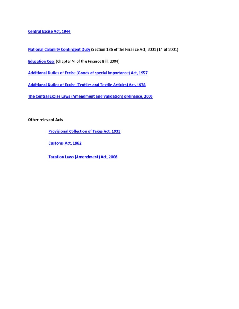 Overview of Excise Act 2001 | PDF