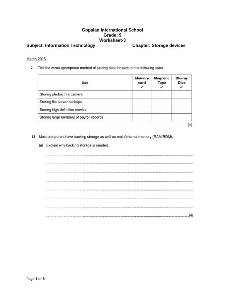 Worksheet 8 Chapter3 Part1 | PDF