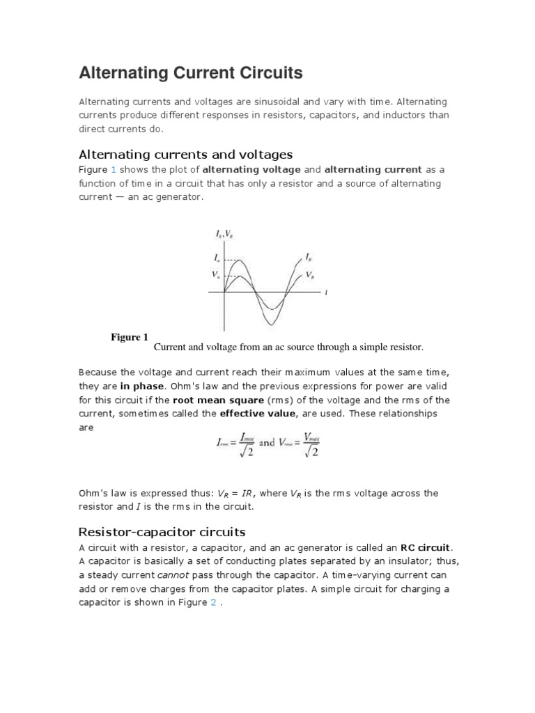 Alternating Current Circuits | PDF | Electrical Impedance | Series And Parallel Circuits