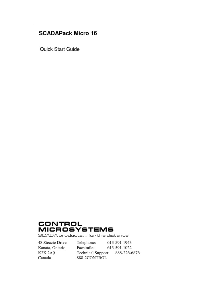 SCADAPack Micro16 Quick Start | PDF | Technical Support | Programmable Logic Controller