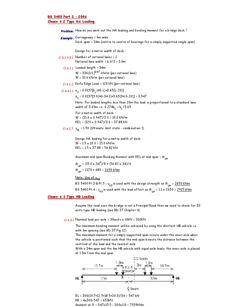 HA and HB Bridge Loading Example | PDF | Lane | Bridge