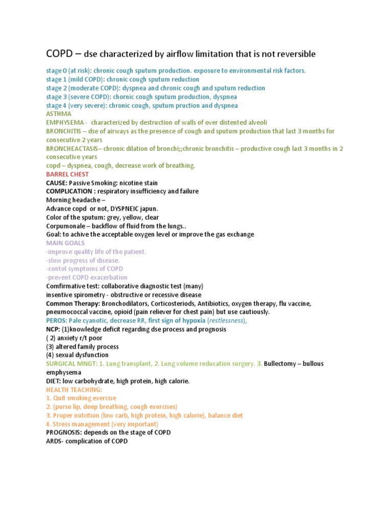 COPD Notes From Post Con | PDF | Chronic Obstructive Pulmonary Disease ...