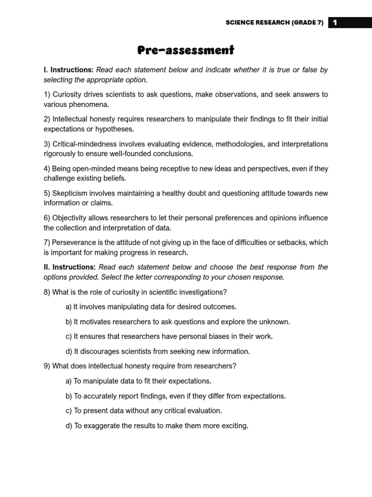 Science Research Worksheets Grade 7 | PDF | Quantitative Research ...