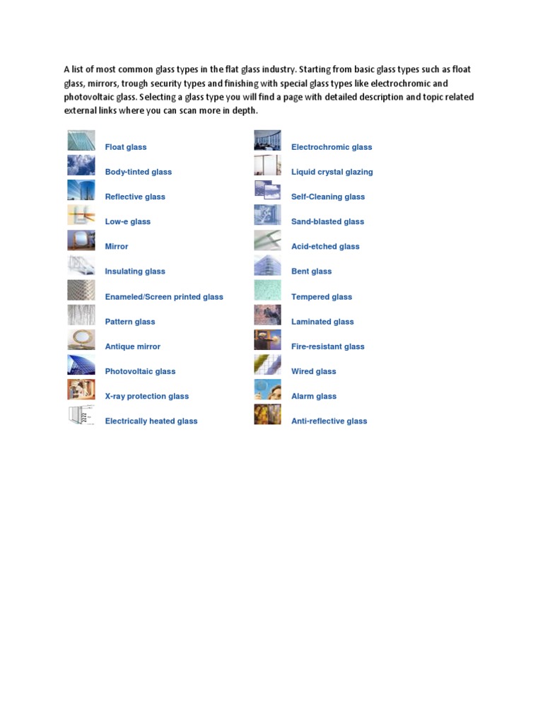 A List of Most Common Glass Types in The Flat Glass Industry | PDF ...