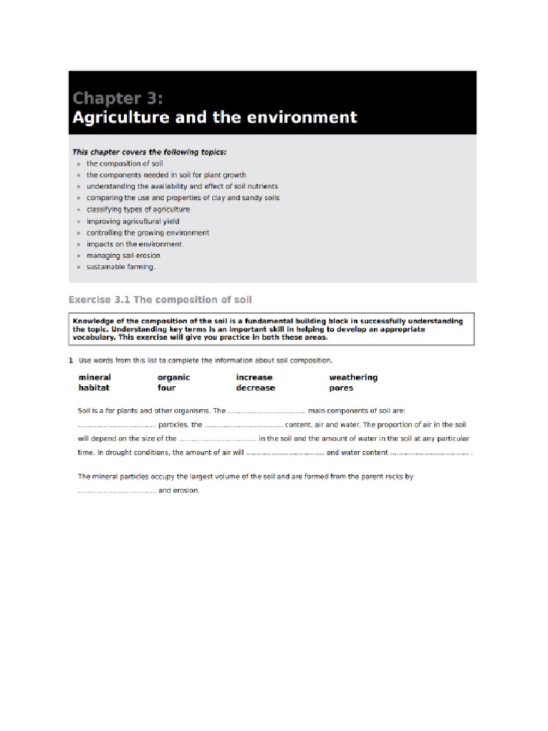 CH 3 Agriculture Worksheet | PDF