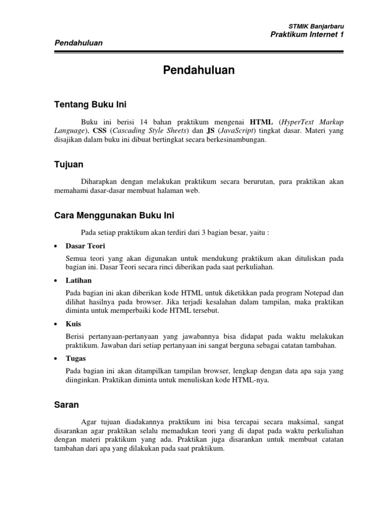 53materi Praktikum HTML Css Dan Javascript | PDF