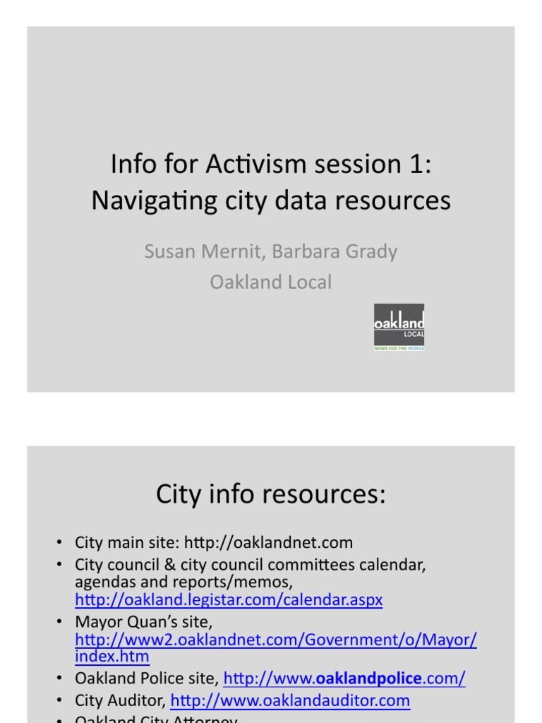 Oakland City Data Resources Guide | PDF