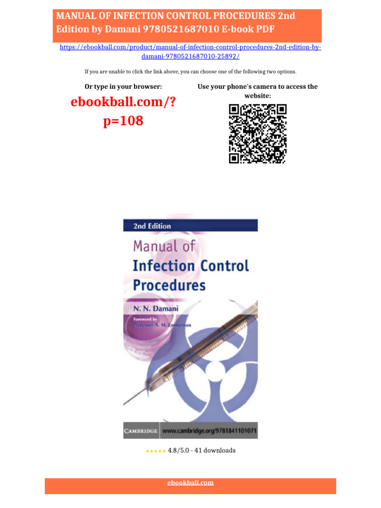 MANUAL OF INFECTION CONTROL PROCEDURES 2nd Edition by Damani ...