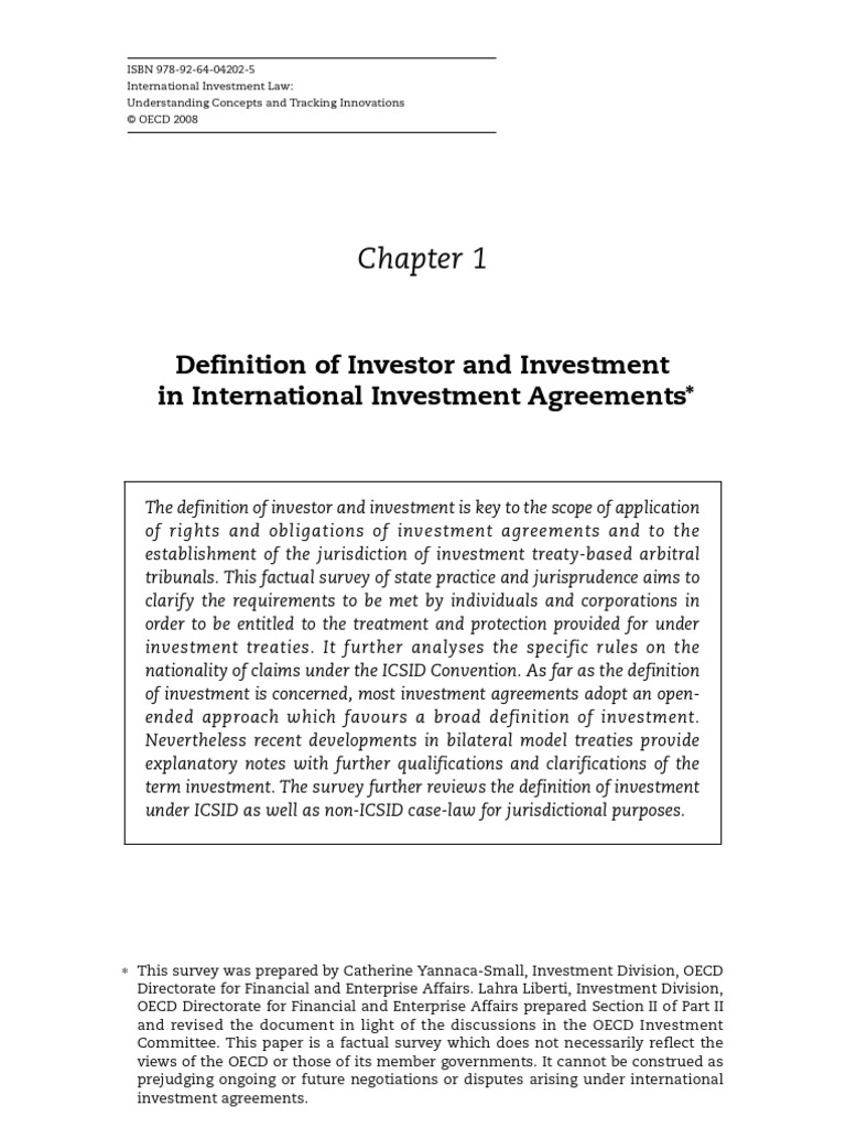 Definition of Investor and Investment | PDF | Legal Personality | Treaty