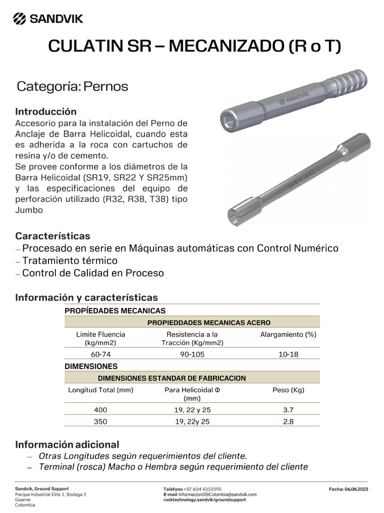 Ficha Técnica - Culatin Sr22 - Mecanizado (R o T) Sandvik Ground ...