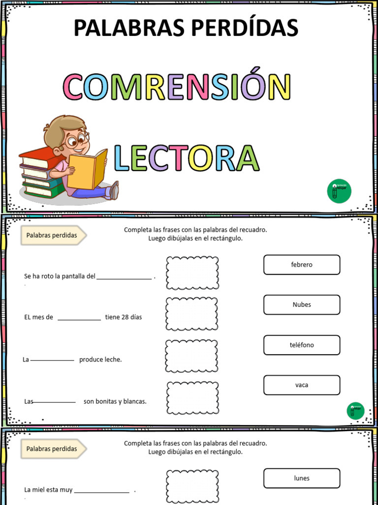 Fichas Palabras Perdidas Comprension Lectora | PDF