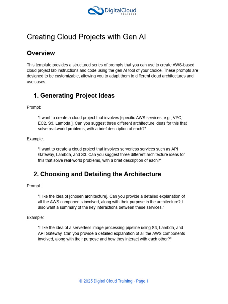 Creating Cloud Projects With Gen AI | PDF | Amazon Web Services | Cloud ...