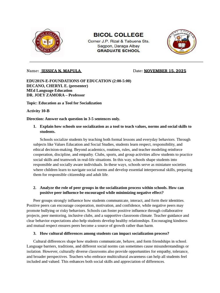 MAPULA, JESSICA N. Activity 10 B FoundationsofEduc | PDF ...