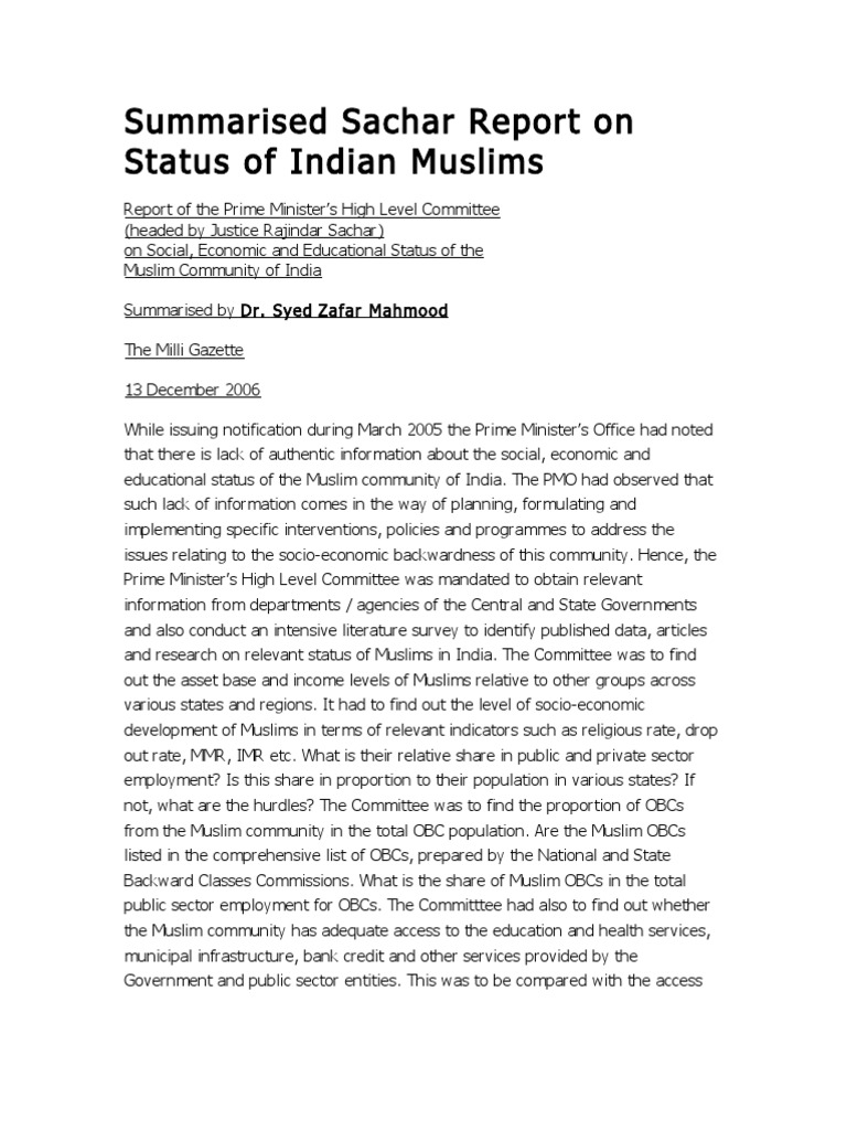2006 Sachar Committee Report | PDF | Equal Opportunity | Social Exclusion