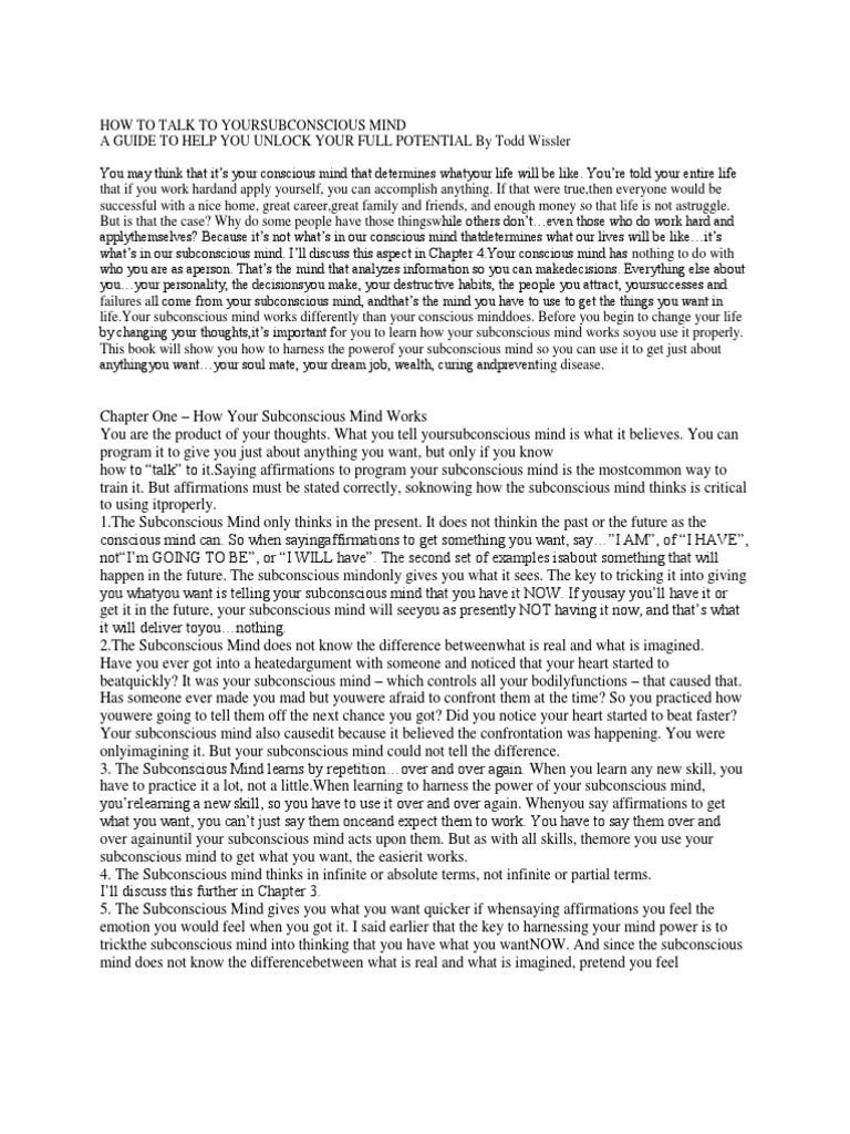 How To Talk To Your Subconscious Mind | PDF | Mind | Subconscious