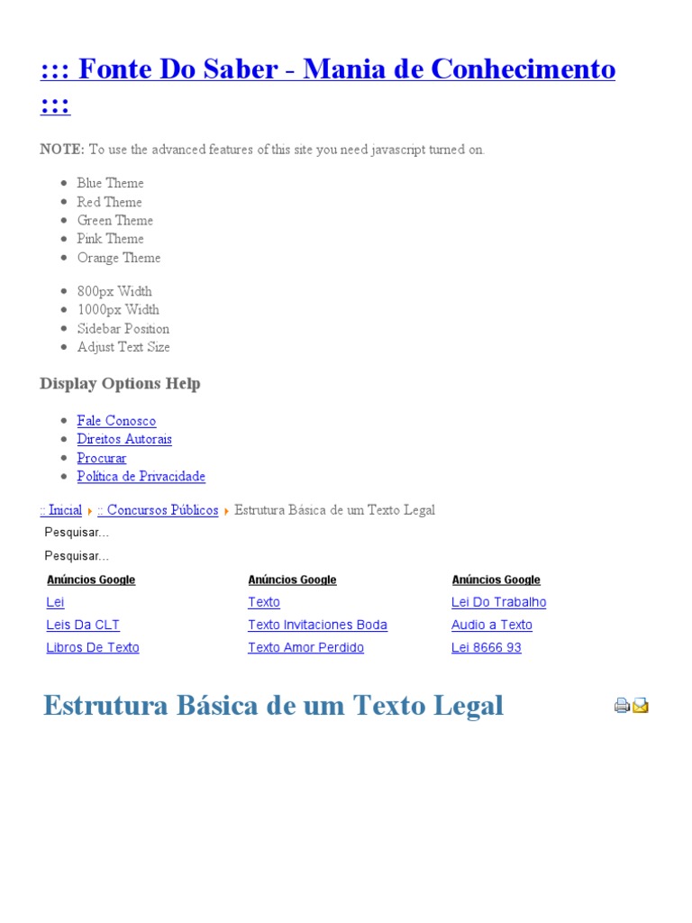 Estrutura Básica de Um Texto Legal - Artigo, Parágrafo, Inciso, Alíneas ...