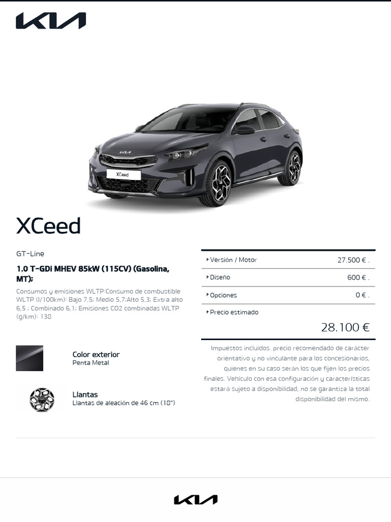 Kia Configurator XCeed GT Line 20260228 | PDF | Tecnología de vehículos ...