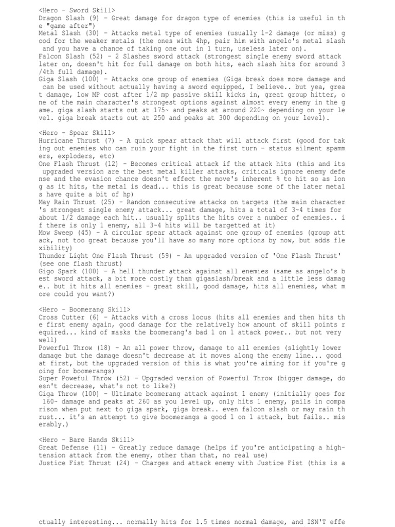 Dragon Quest 8 Skills Overview | PDF