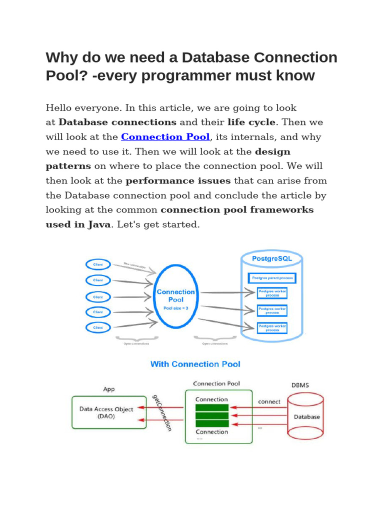 Why Do We Need A Database Connection Pool | PDF | Computing | Databases