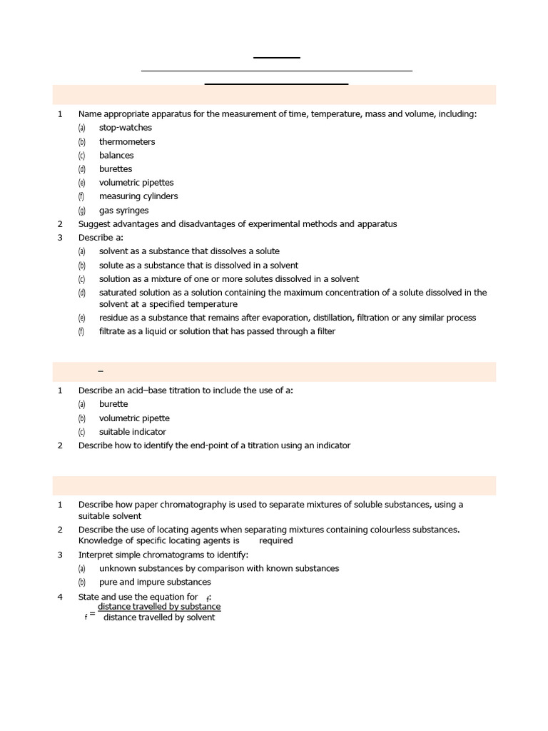 Unit# 12 Experimental Techniques and Chemical Analysis Lesson Notes ...