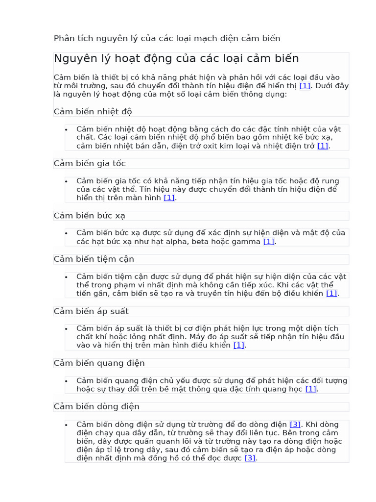 Nguyen Ly Hoat Dong Cua Cac Loai Cam Bien | PDF