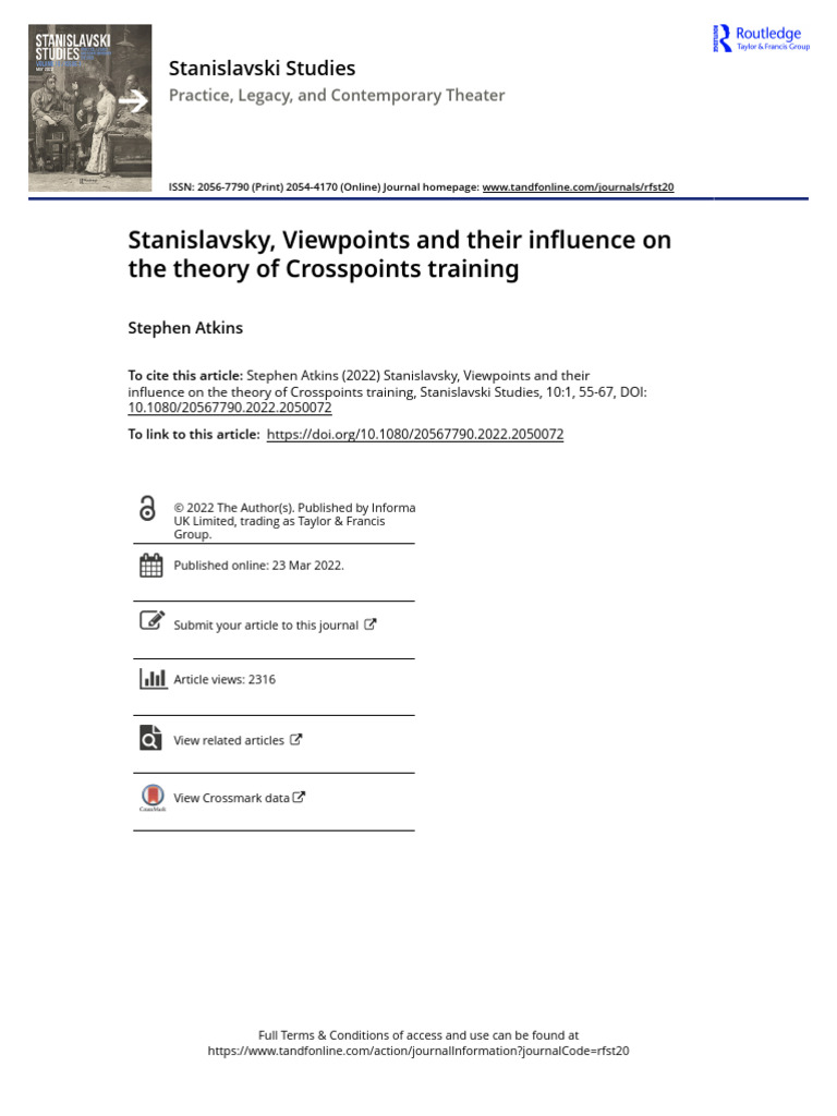 Stanislavsky Viewpoints and Their Influence On The Theory of ...