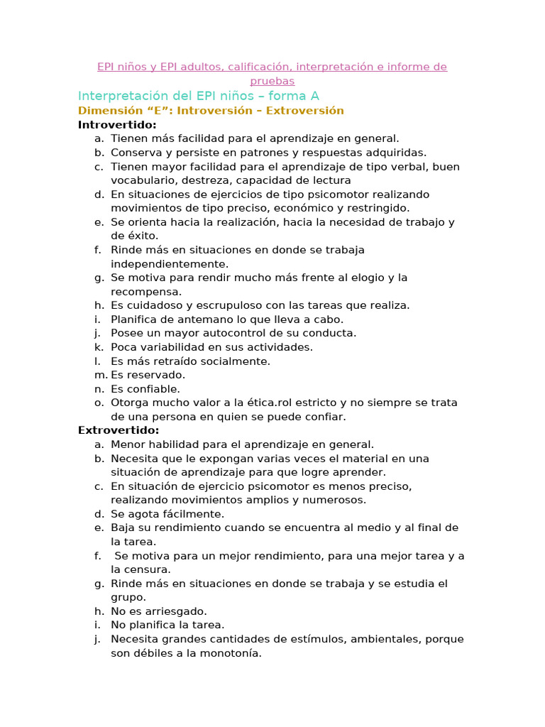 Semana 7 EPI niños y EPI adultos | PDF | Aprendizaje | Temperamento