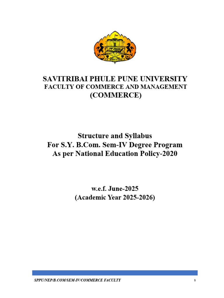 SPPU NEP Commerce SY B.com Sem-IV Intergrated Syllabus File AY 2025 ...
