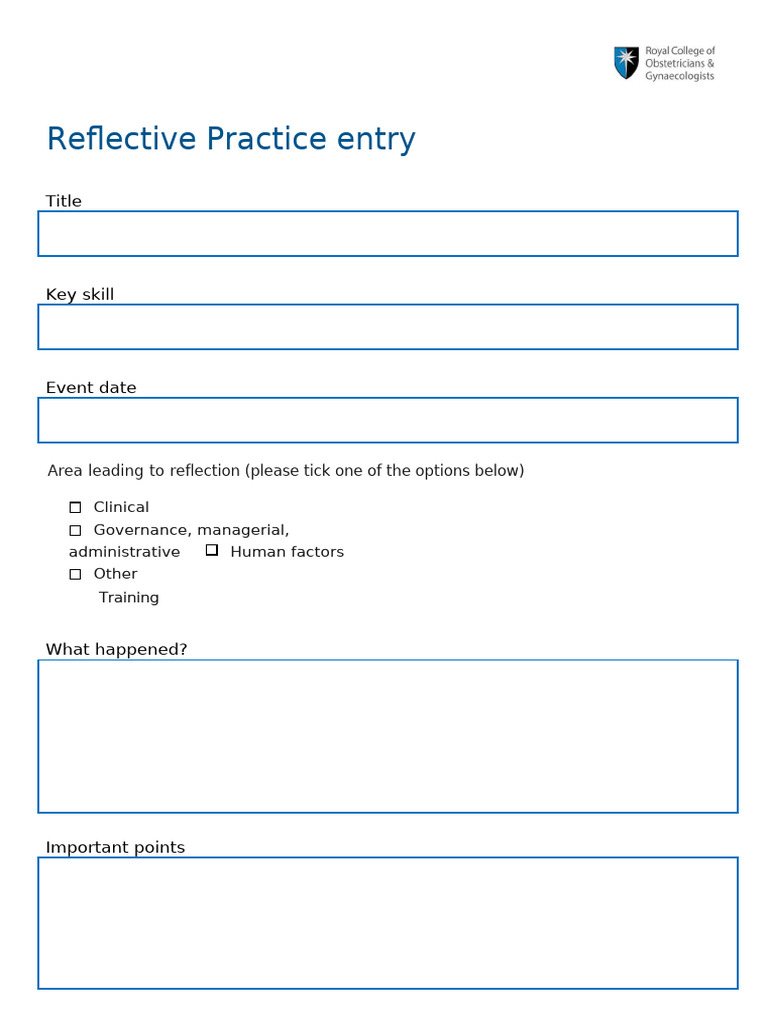 Rcog Reflective Log Entry Template 2025 | PDF