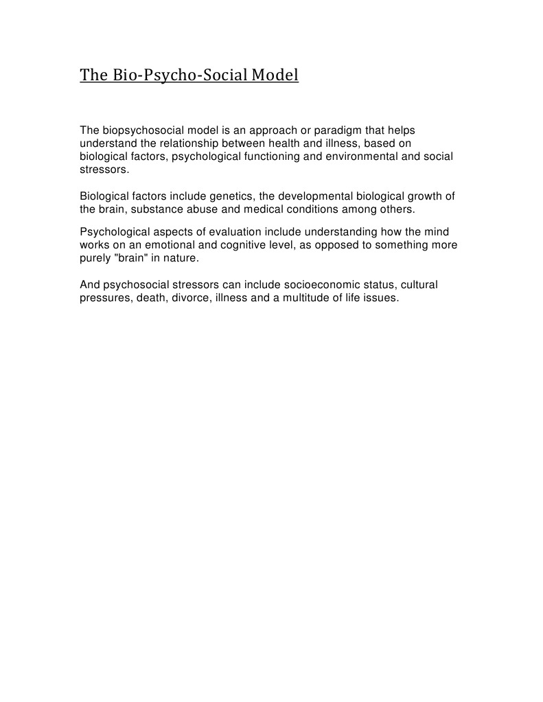 Bio-Psycho-Social Model | PDF