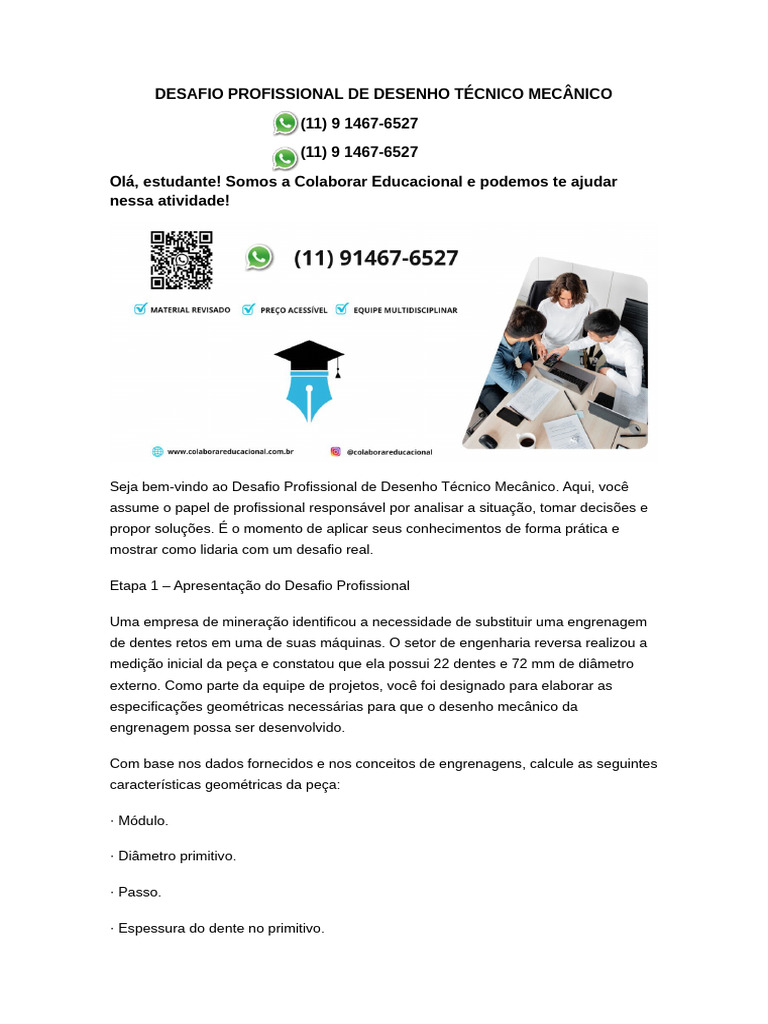 Desafio Profissional de Desenho Técnico Mecânico | PDF