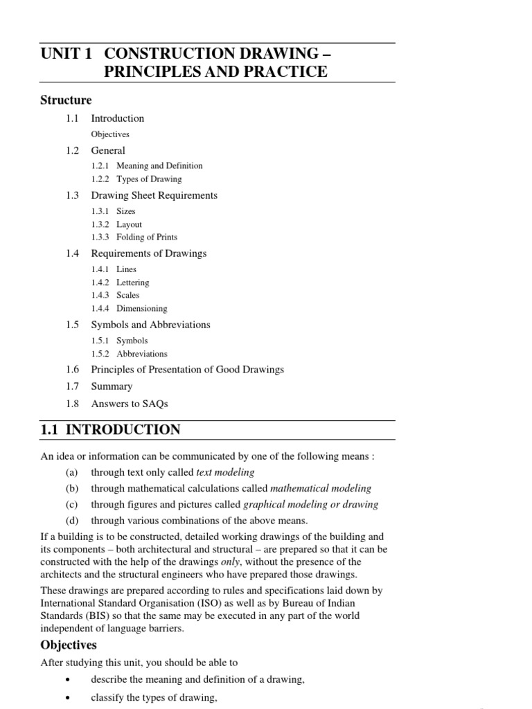 Unit 1 Construction Drawing - Principles and Practice: Structure | PDF ...