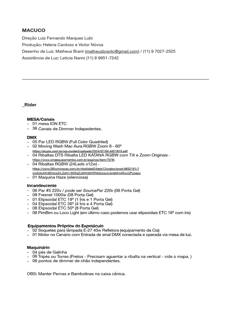 MACUCO - MAPA E RIDER - 250726 - 12h30 - 260221 - 121417 | PDF | Luz ...