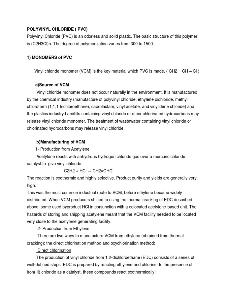 Polyvinyl Chloride | PDF | Polyvinyl Chloride | Polymerization