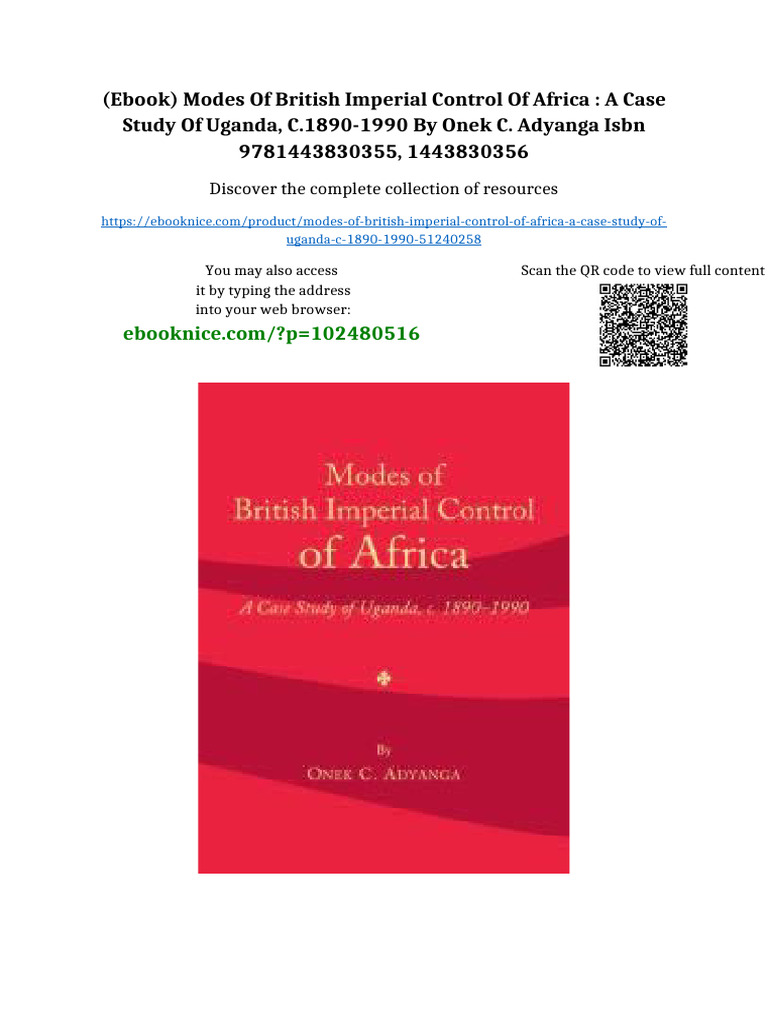(Ebook) Modes of British Imperial Control of Africa : A Case Study of ...