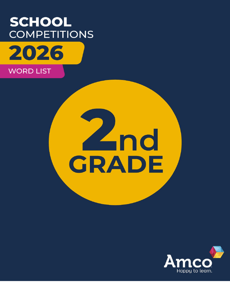 Second Grade Word List - Spelling Bee School Competitions 2026 | PDF