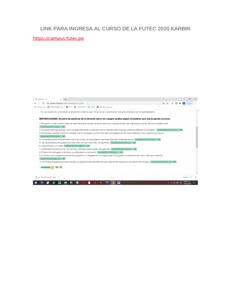 Link para Ingresa Al Curso de La Futec 2020 Karbin | PDF | Asociación ...