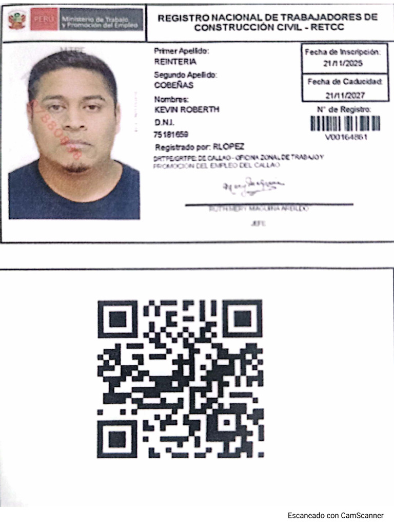 Carnet Retcc - Reinteria Kevin | PDF