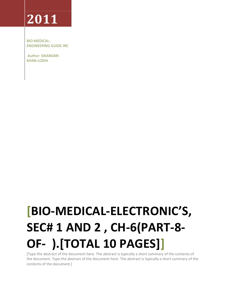 Biomedical Electronics Guide by Sikandar | PDF