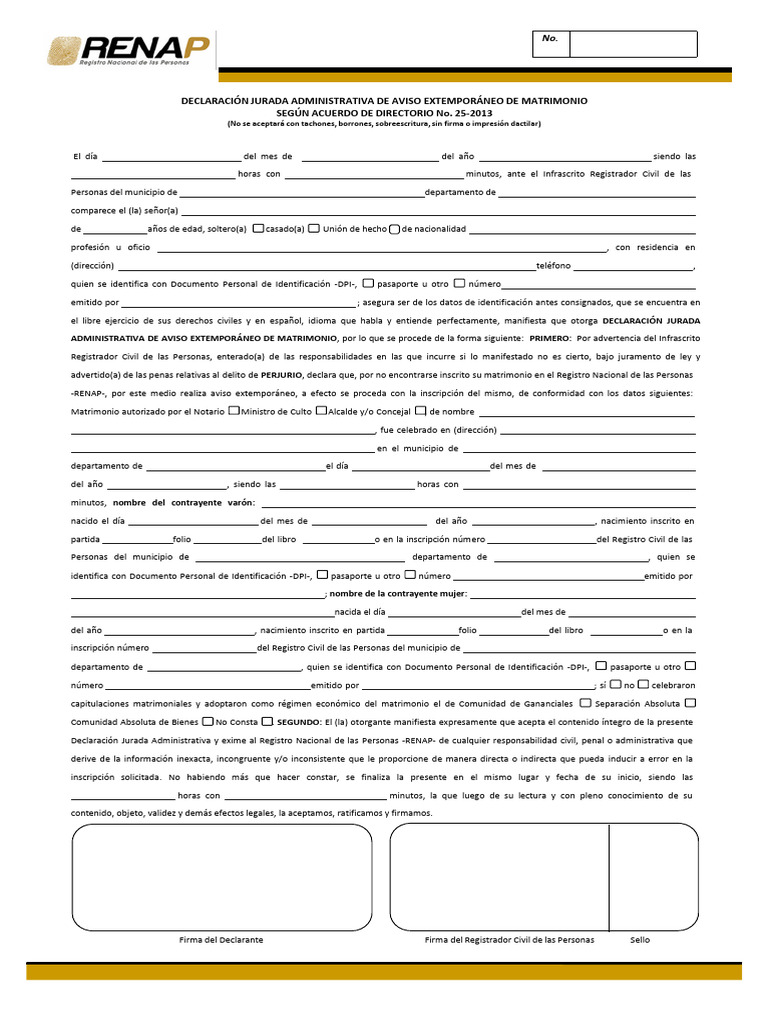 Anexo12 Dja de Aviso Extemporaneo de Matrimonio | PDF | Matrimonio ...