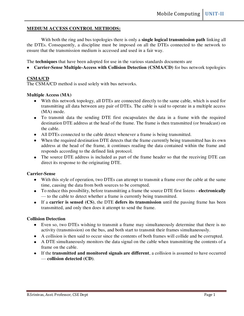 Medium Access Control Methods:: Mobile Computing | PDF | Channel Access ...