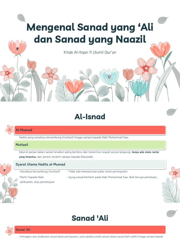 Materi Al-Itqon - Mengenal Sanad Yang Ali Dan Sanad Yang Naazil | PDF