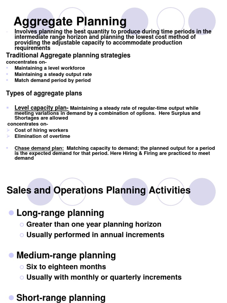 Aggregate Planning + MPS +capacity Planning | PDF | Strategic ...
