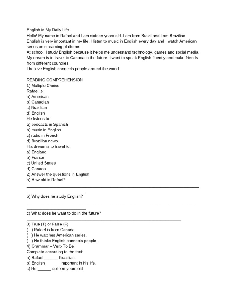 English in My Daily Life | PDF