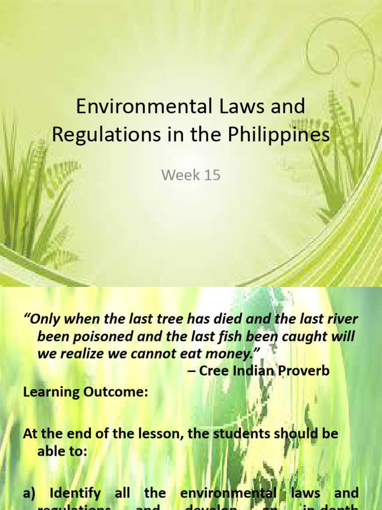 Environmental Laws and Regulations in The Philippines | PDF ...